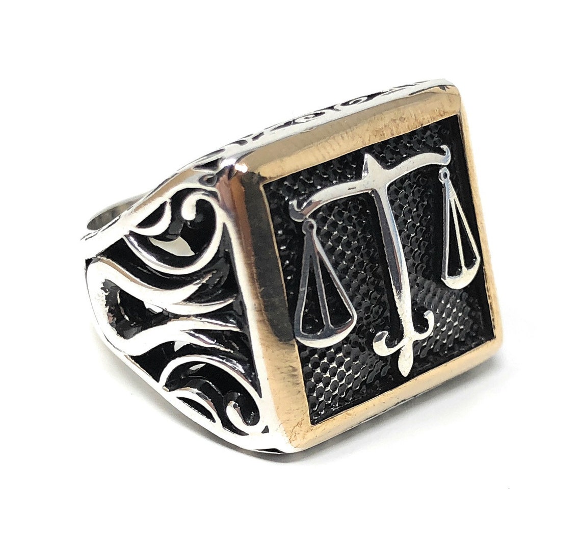 Handmade 925k Sterling Silver Justice Sign Elegant Men's Ring ...