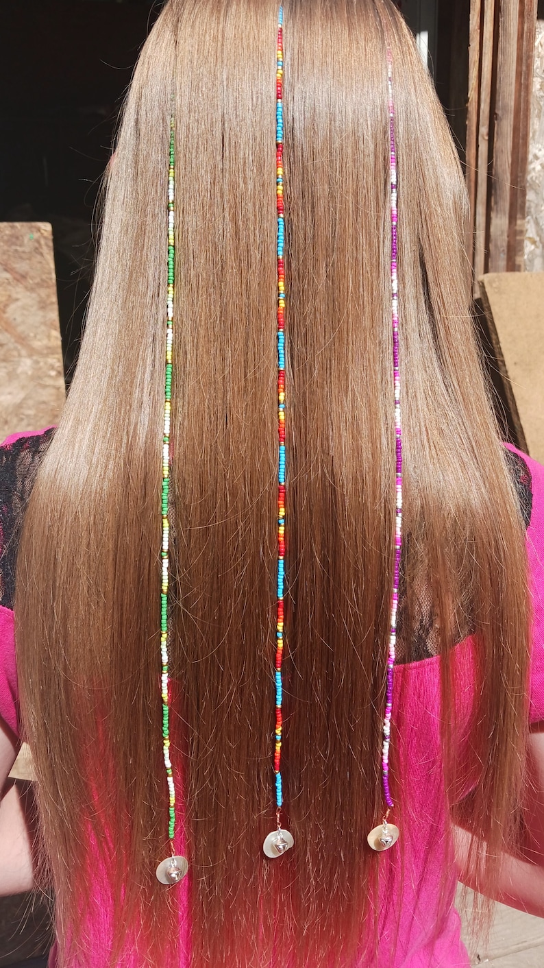 Jingle Bell Beaded Hair Clip, Long Hair Strand Accessory - Etsy