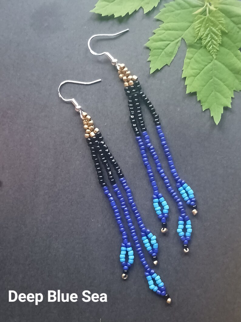 Seed Bead Dangle Earrings, Bead Drop Earrings, Seed Bead Woven Earrings ...