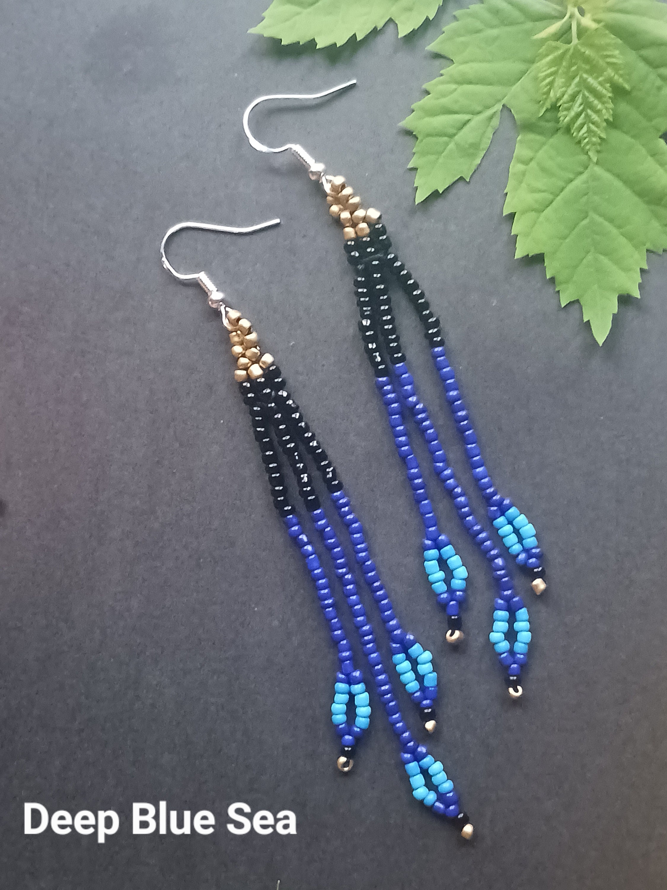 Seed Bead Dangle Earrings, Bead Drop Earrings, Seed Bead Woven Earrings ...