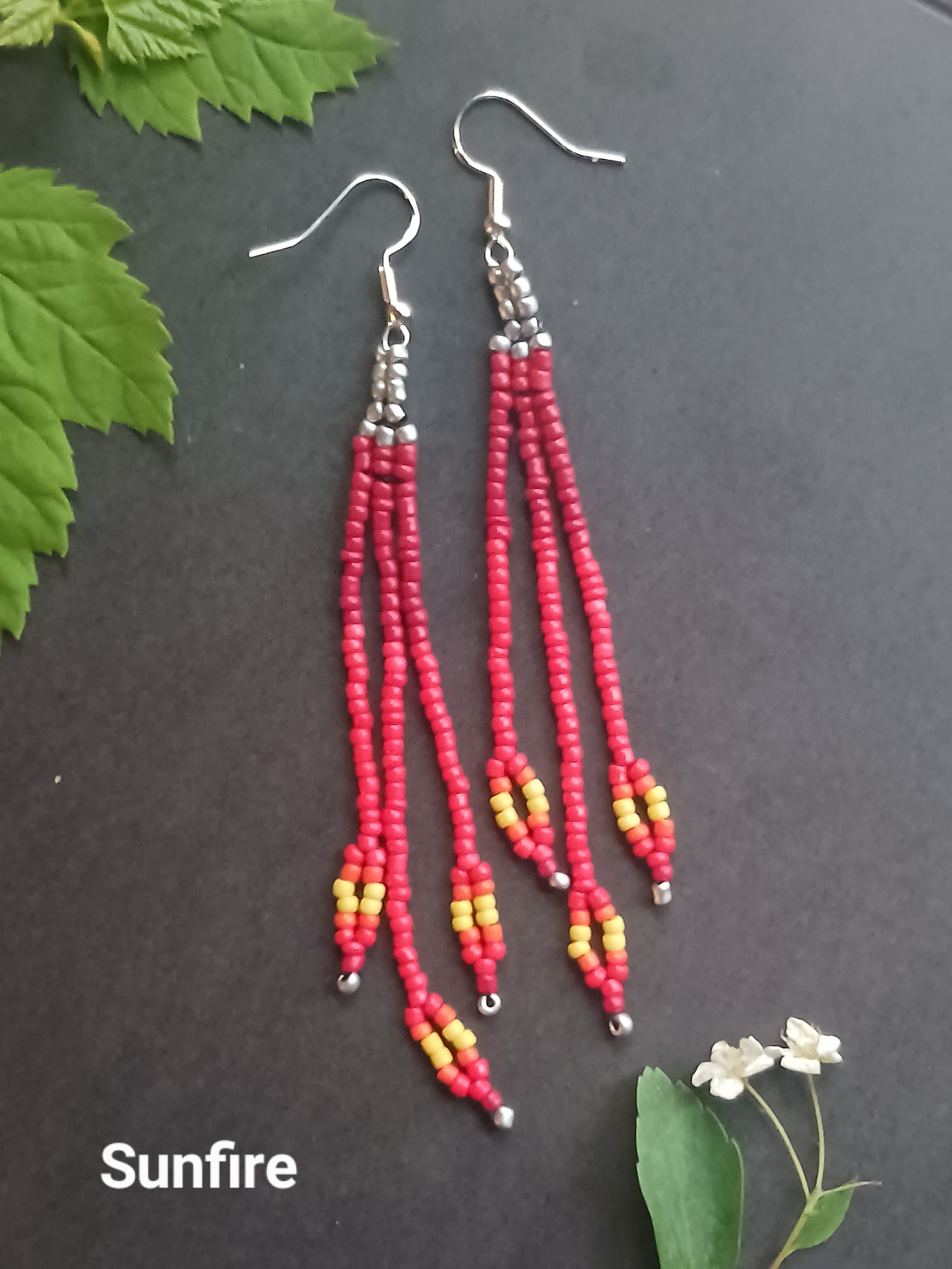 Seed Bead Dangle Earrings, Bead Drop Earrings, Seed Bead Woven Earrings ...
