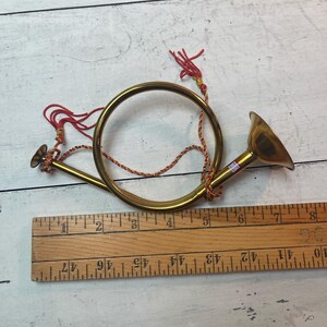 Vintage Brass Horn Ornaments Brass French Horn Ornaments Mid Century ...