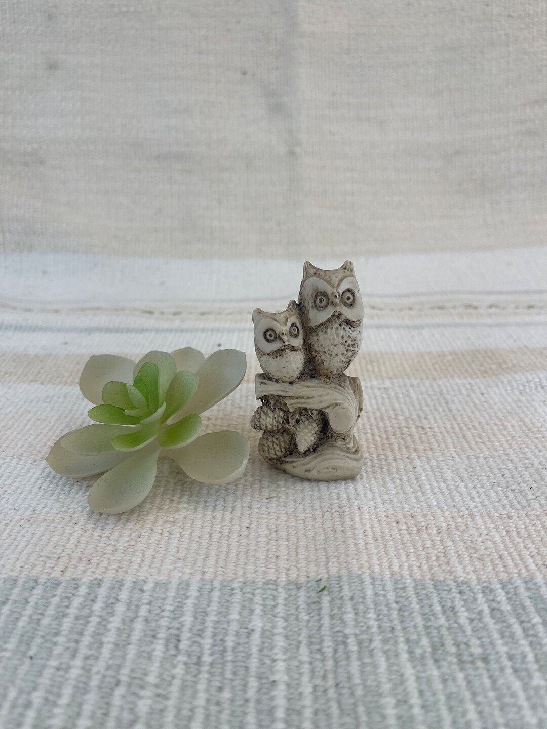 Vintage Miniature Owl Figurine / Resin Carved Owl Figurine / Small ...