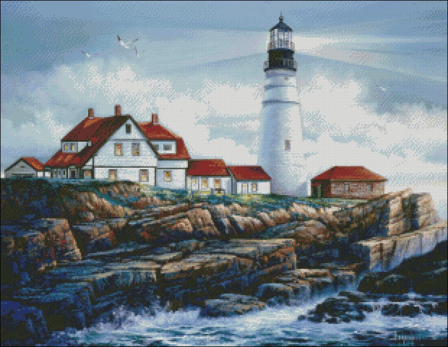 Lighthouse - Counted Cross Stitch Patterns - Printable Chart PDF Format ...