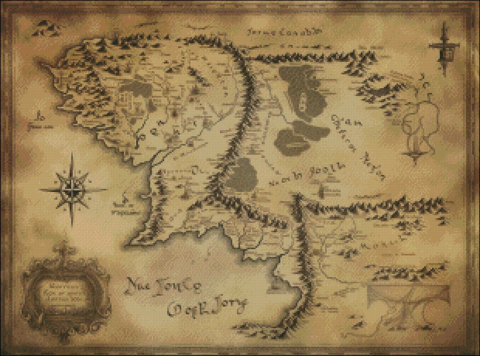 Middle Earth Map 2 Counted Cross Stitch Patterns Printable Chart PDF ...