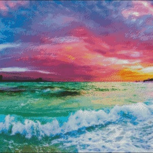 Purple Blue Sunset - Counted Cross Stitch Patterns - Printable Chart ...