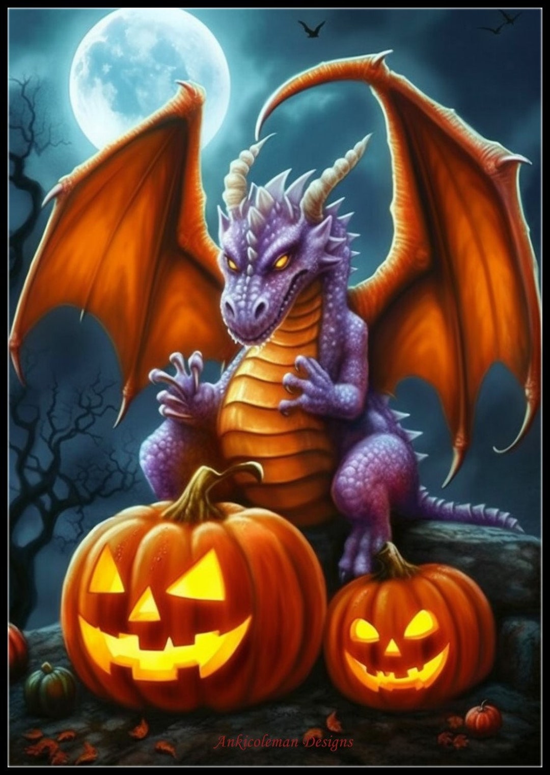 Halloween Dragon 2 Counted Cross Stitch Patterns Printable Chart PDF ...
