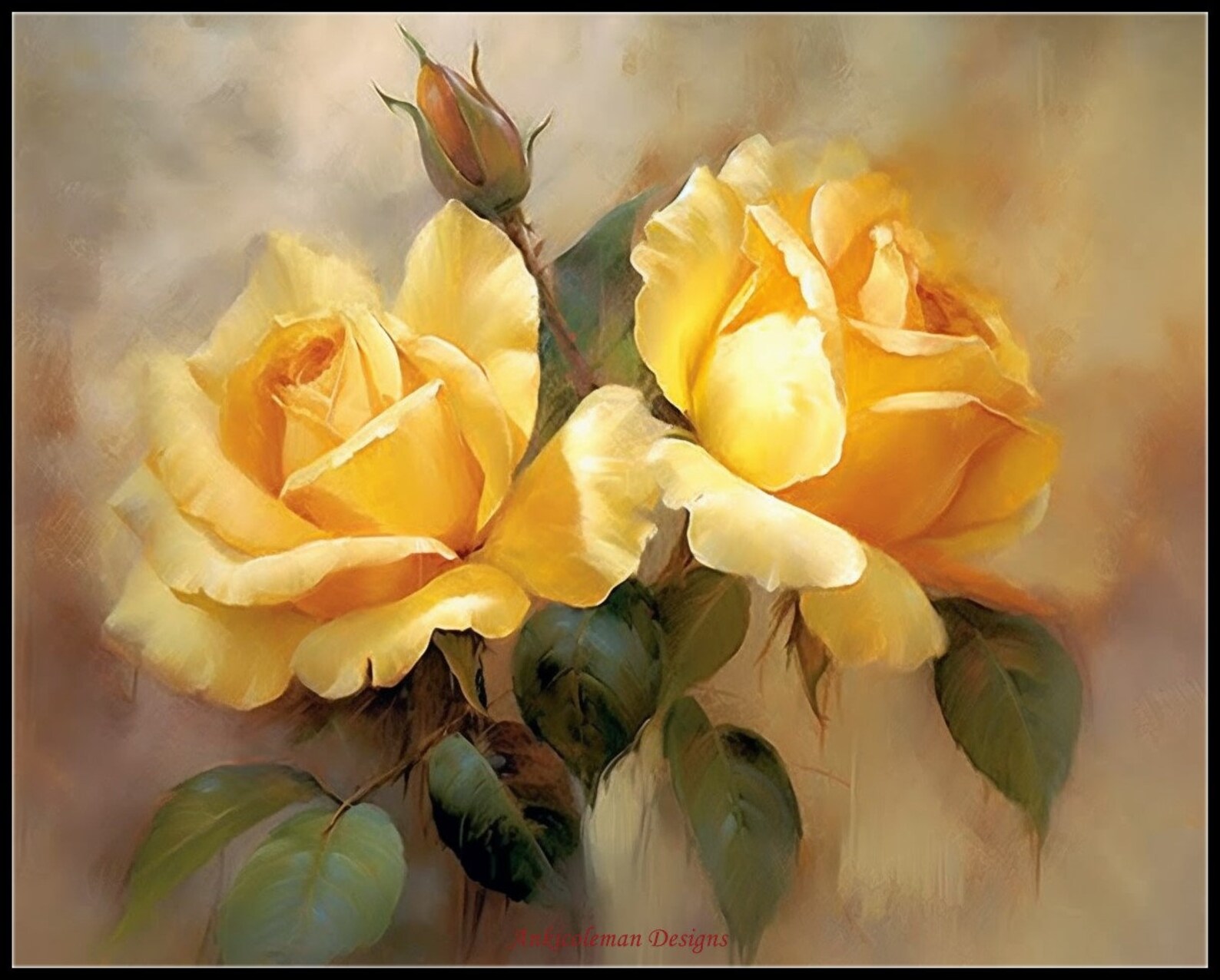 Two Yellow Roses 1 Counted Cross Stitch Patterns Printable Chart PDF ...