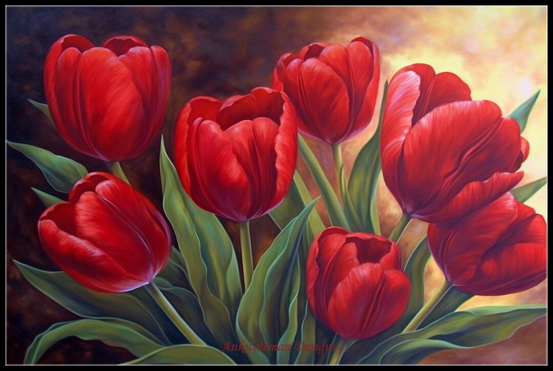 Red Tulips 6 - Counted Cross Stitch Patterns - Printable Chart PDF ...