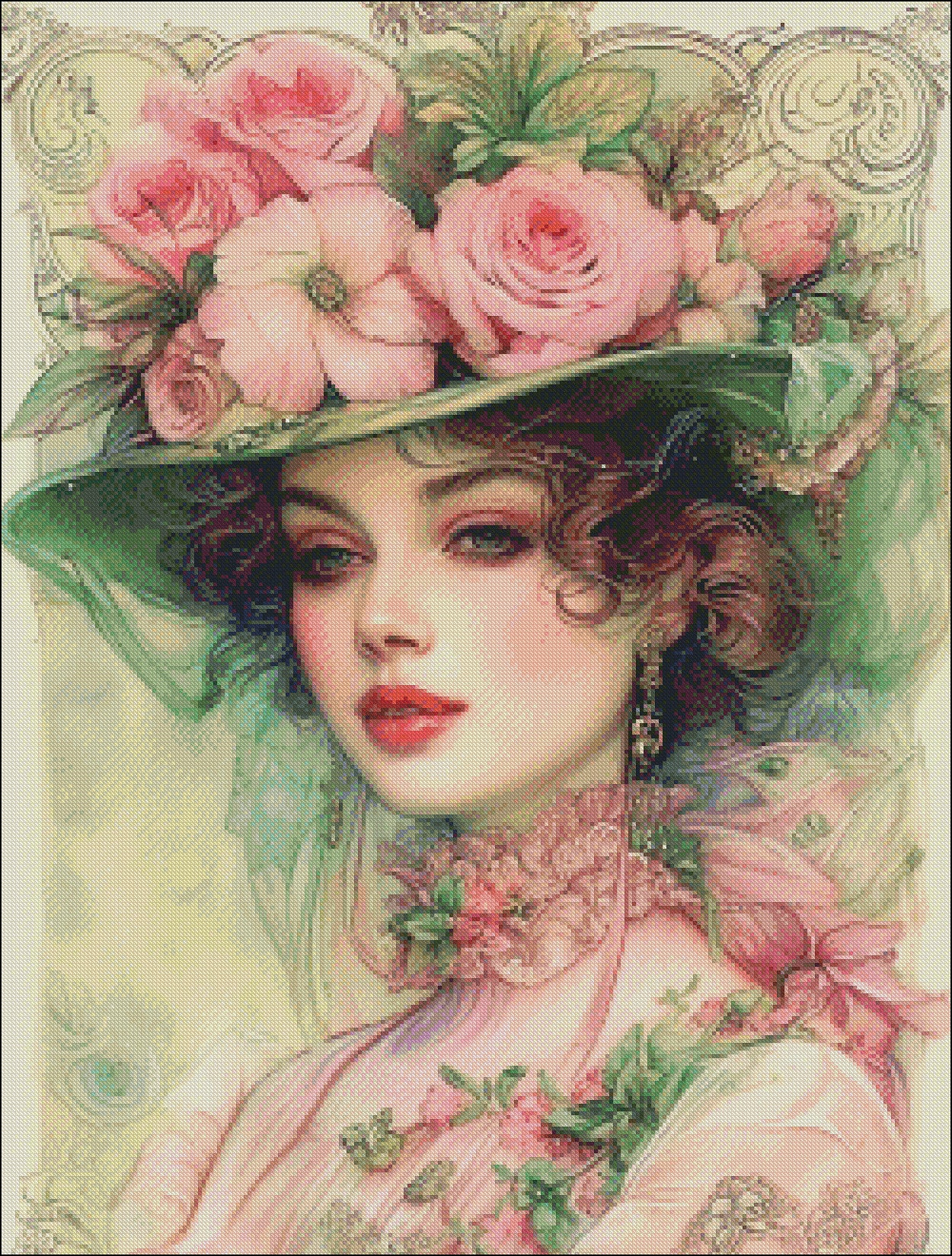 Victorian Lady 3 Counted Cross Stitch Patterns Printable Chart PDF ...