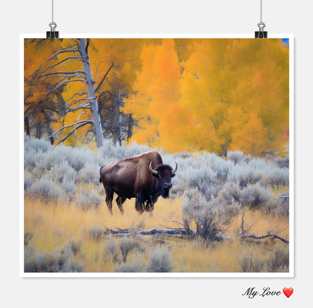Bison in Fall Colors - Counted Cross Stitch Patterns - Printable Chart ...