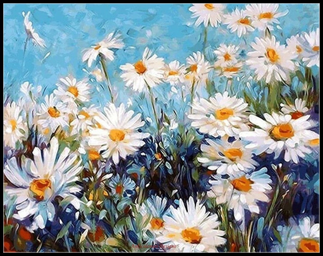 Wild Daisy - Counted Cross Stitch Patterns - Printable Chart PDF Format Needlework Embroidery ...
