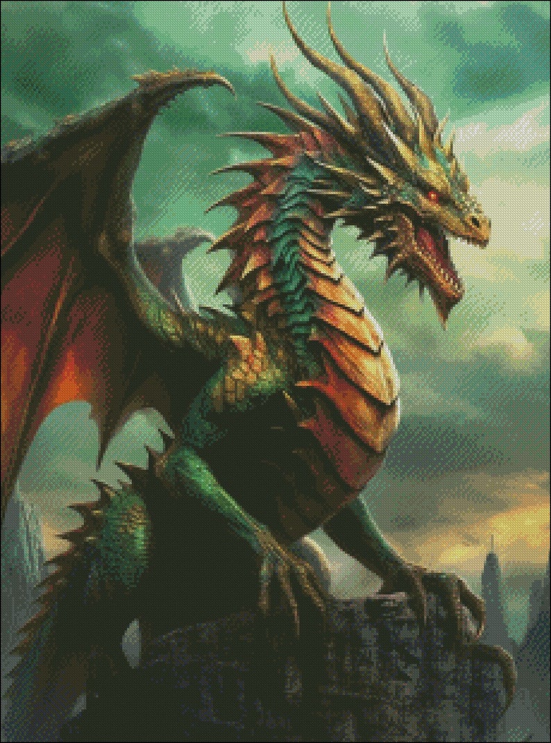 Fantasy Dragon - Counted Cross Stitch Patterns - Printable Chart PDF ...