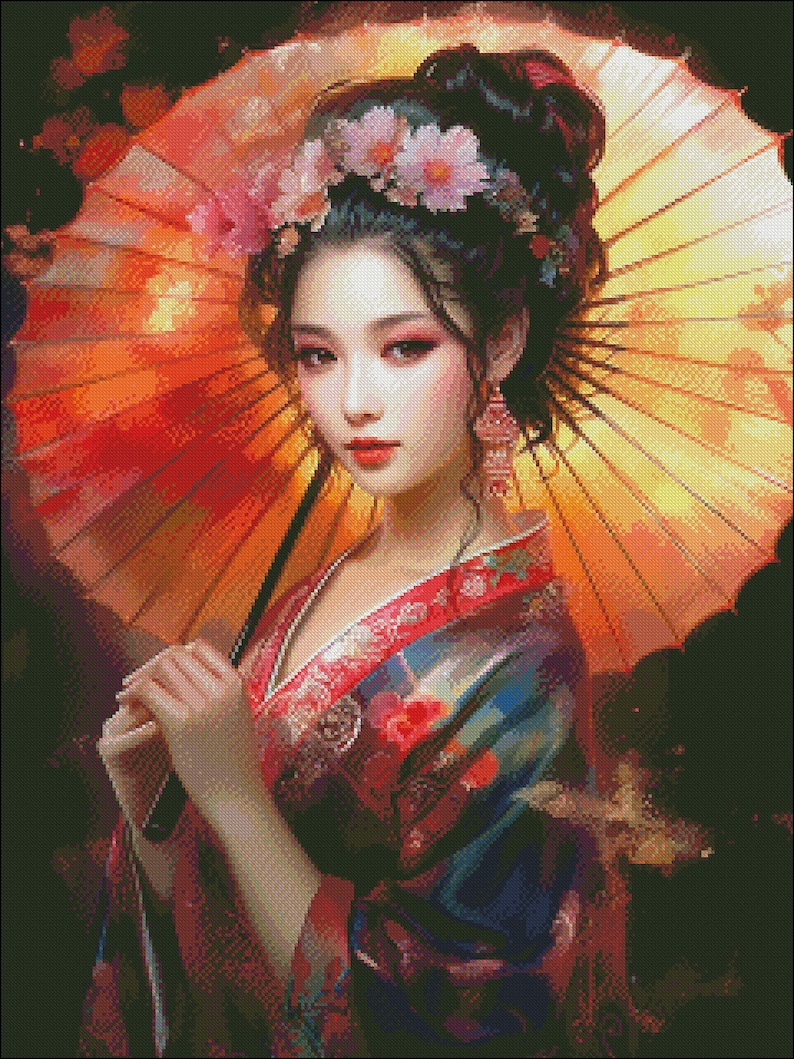Oriental Lady 2 Counted Cross Stitch Patterns Printable Chart PDF ...