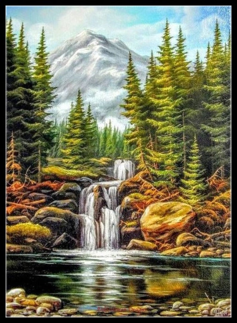 Autumn Waterfall Counted Cross Stitch Patterns Printable - Etsy