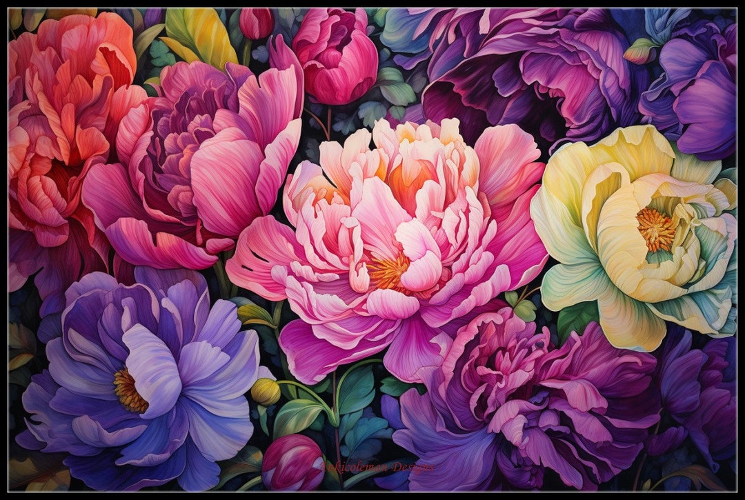 Plethora of Peonies 1 - Counted Cross Stitch Patterns - Printable Chart ...