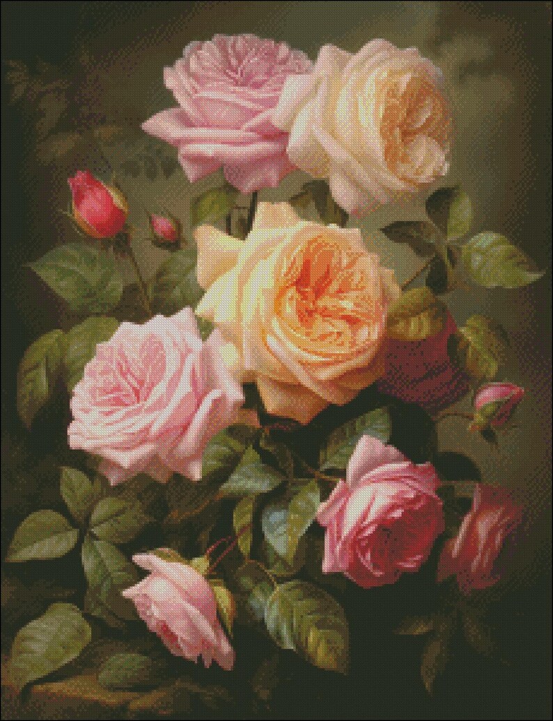 Princess Diana Roses - Counted Cross Stitch Patterns - Printable Chart ...