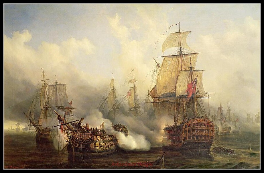 Unknown Title Sea Battle Counted Cross Stitch Patterns Printable Chart ...