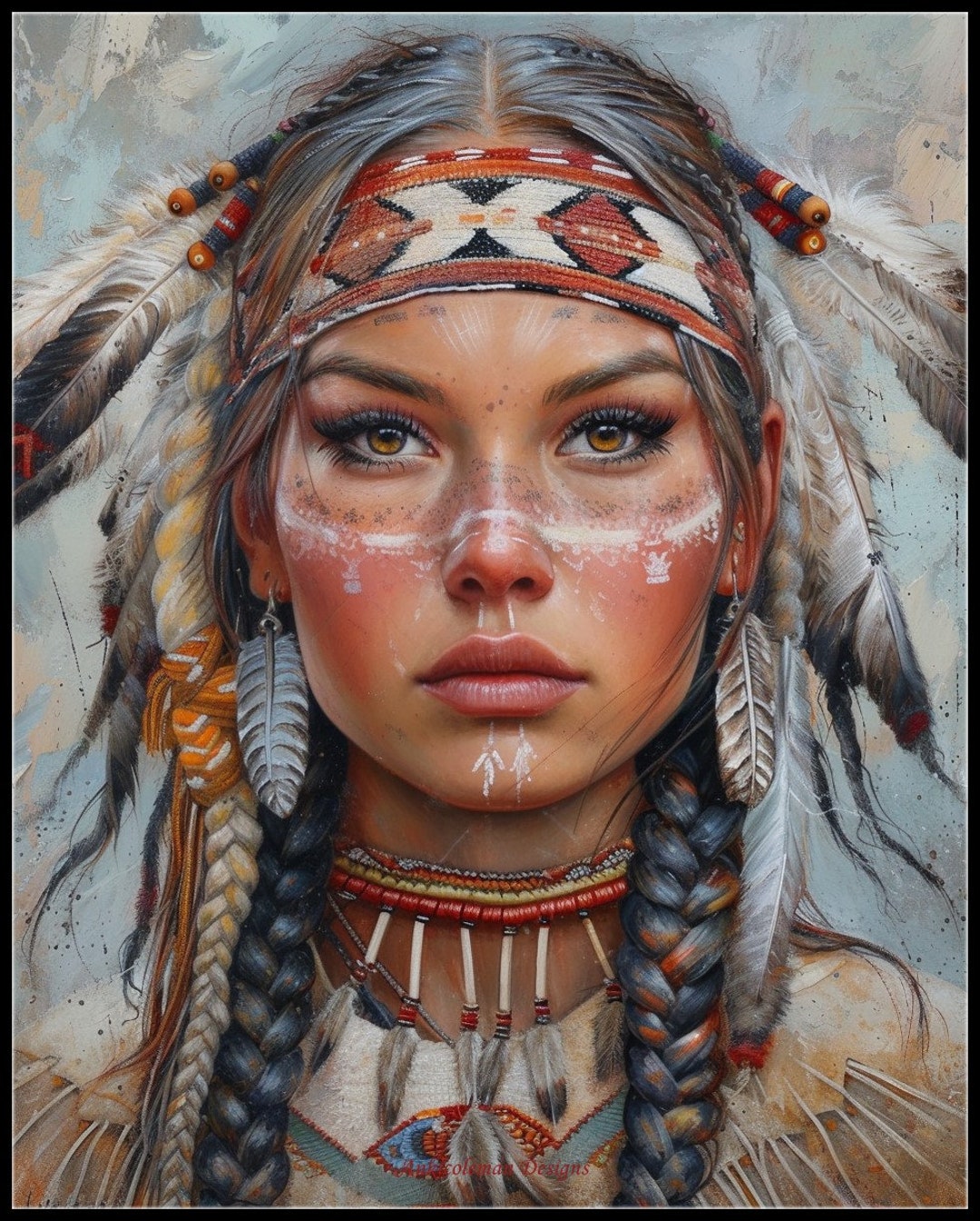 Native American Woman 1 - Counted Cross Stitch Patterns - Printable ...