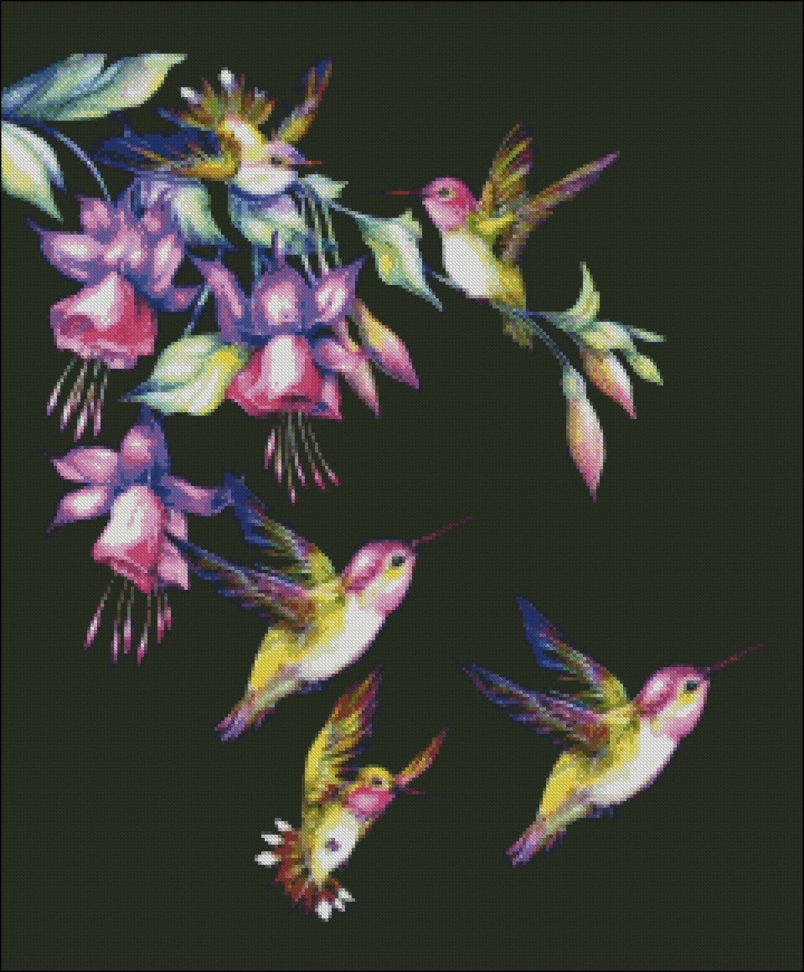 Five Hummingbirds Counted Cross Stitch Patterns Printable Chart PDF ...