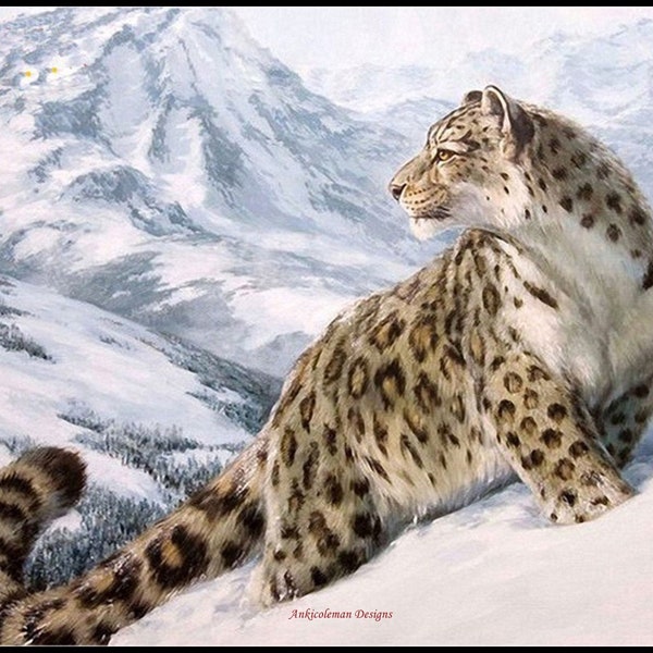 Cross Stitch Snow Leopard - Etsy