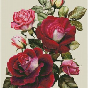 Red Roses 3 - Counted Cross Stitch Patterns - Printable Chart PDF ...