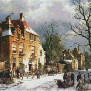 Winter Landscape Sun - Counted Cross Stitch Patterns - Printable Chart ...