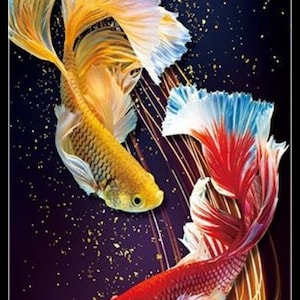 Double Goldfish 3 - Counted Cross Stitch Patterns - Printable Chart PDF ...