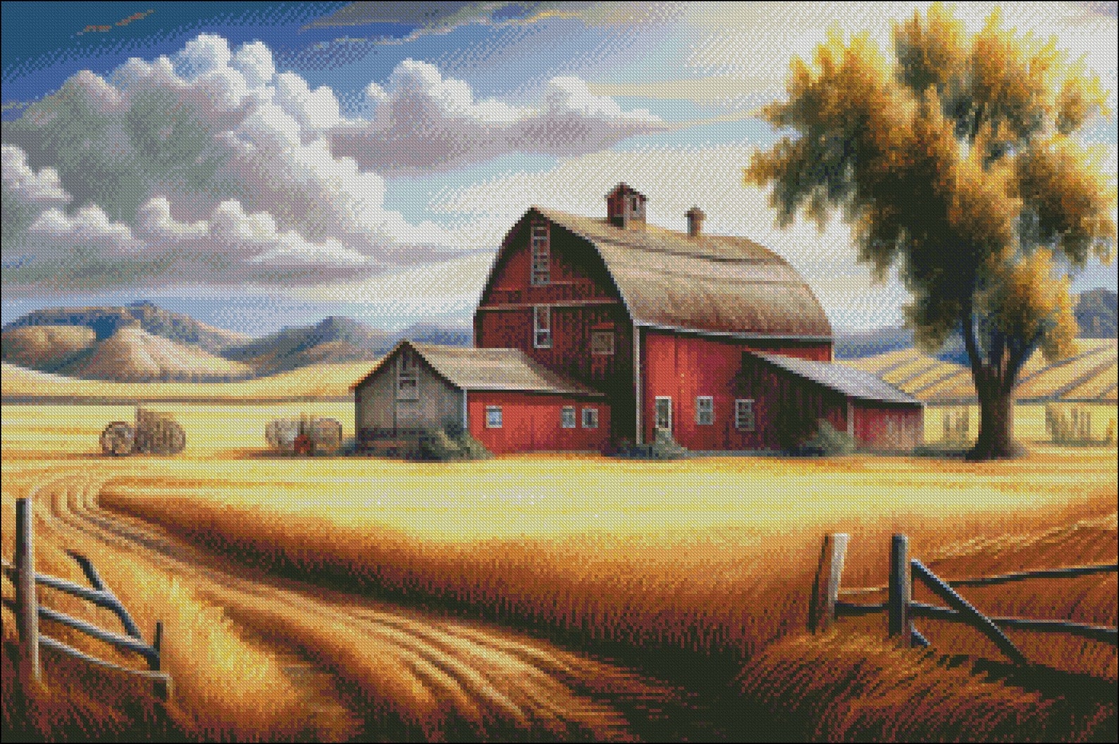 Wheat Field Barn - Counted Cross Stitch Patterns - Printable Chart PDF ...