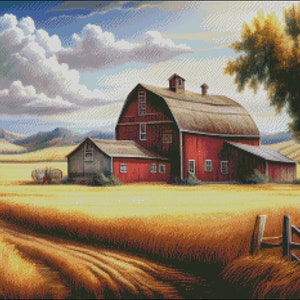 Wheat Field Barn - Counted Cross Stitch Patterns - Printable Chart PDF ...