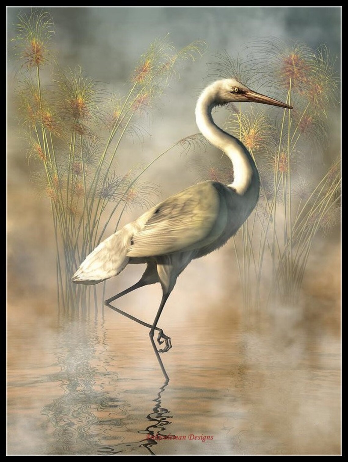 Wading Egret Counted Cross Stitch Patterns Printable Chart PDF Format ...