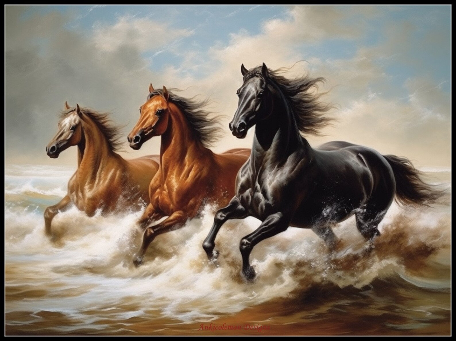 Horses Galloping 3 - Counted Cross Stitch Patterns - Printable Chart ...