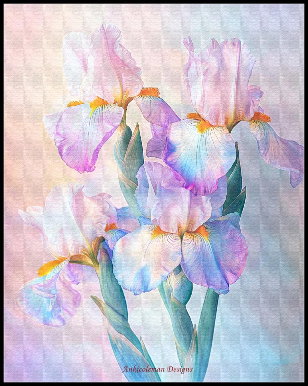 Ethereal Irises 3 - Counted Cross Stitch Patterns - Printable Chart PDF ...