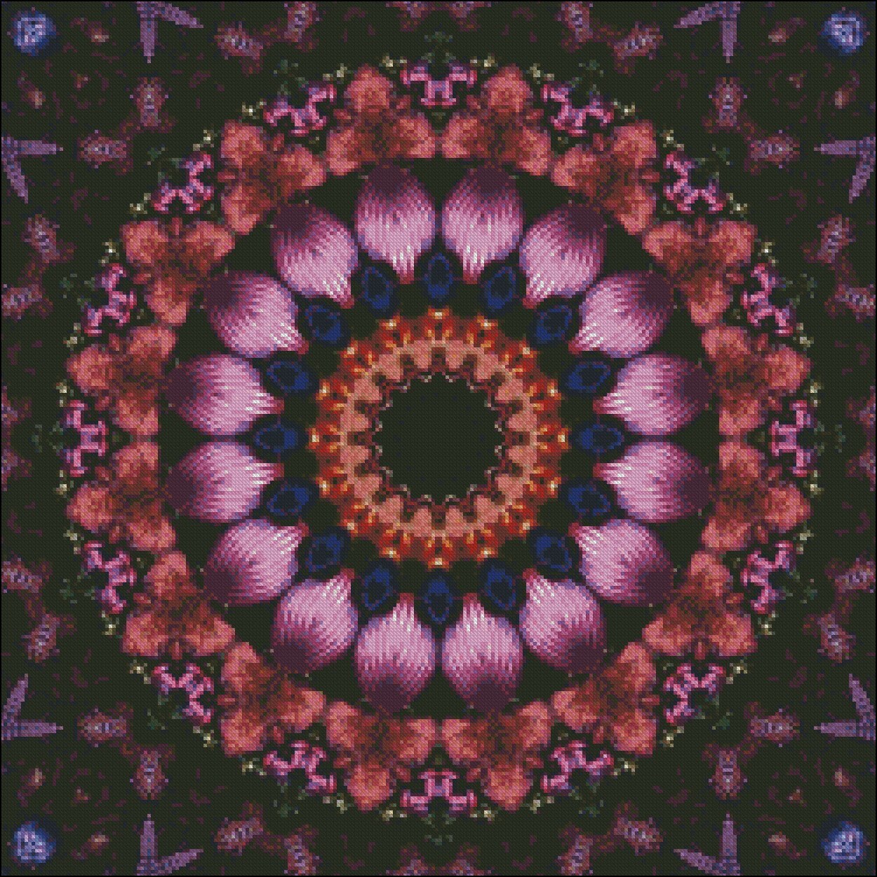 Fractal Mandala 5 Counted Cross Stitch Patterns Printable Chart PDF ...