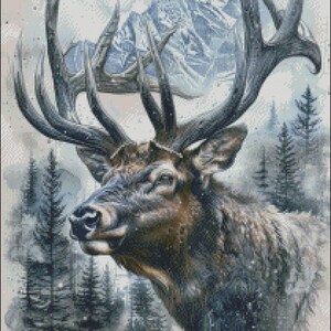 Abstract Bull Elk - Counted Cross Stitch Patterns - Printable Chart PDF ...