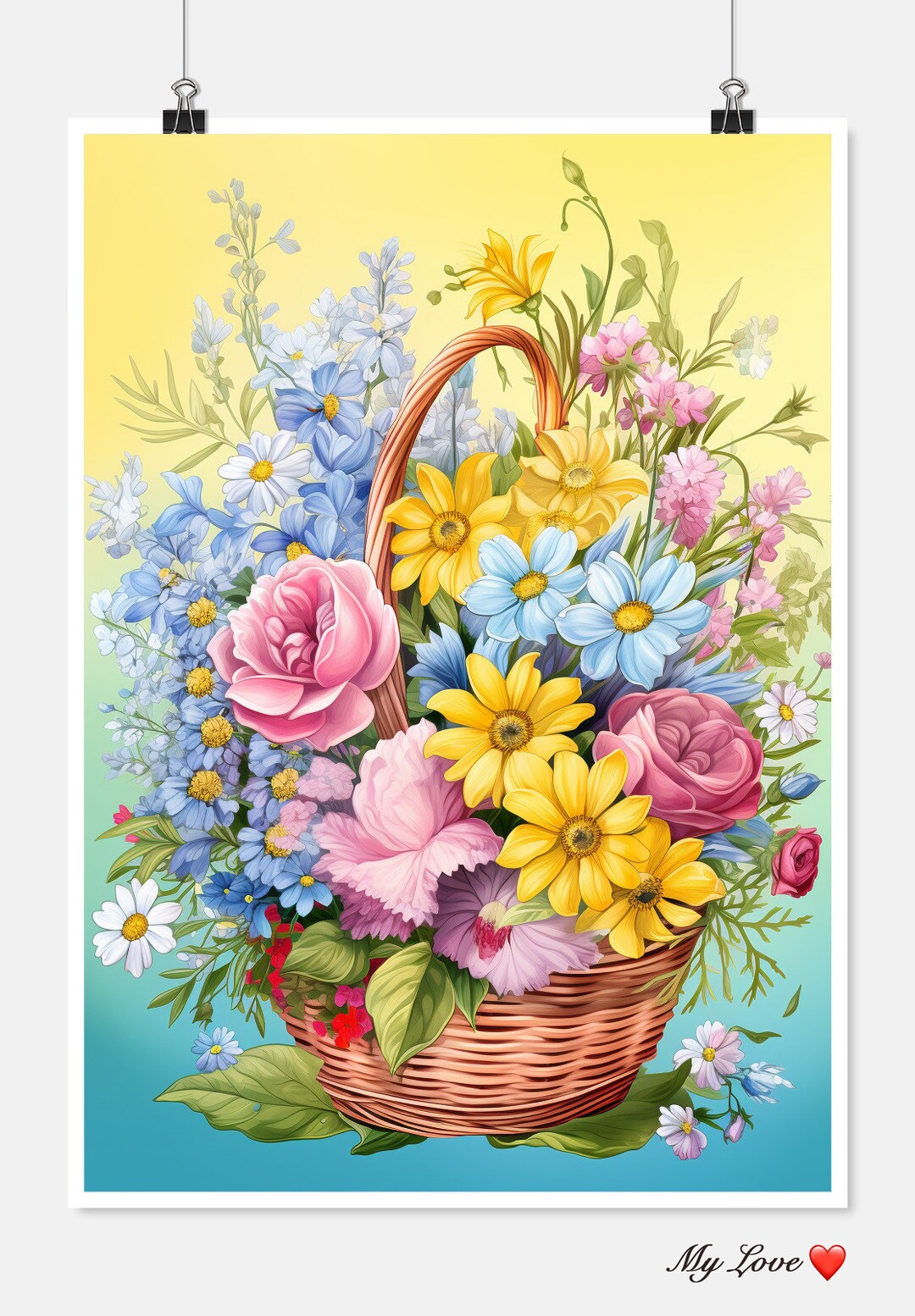 Flowers in a Basket 5 - Counted Cross Stitch Patterns - Printable Chart ...