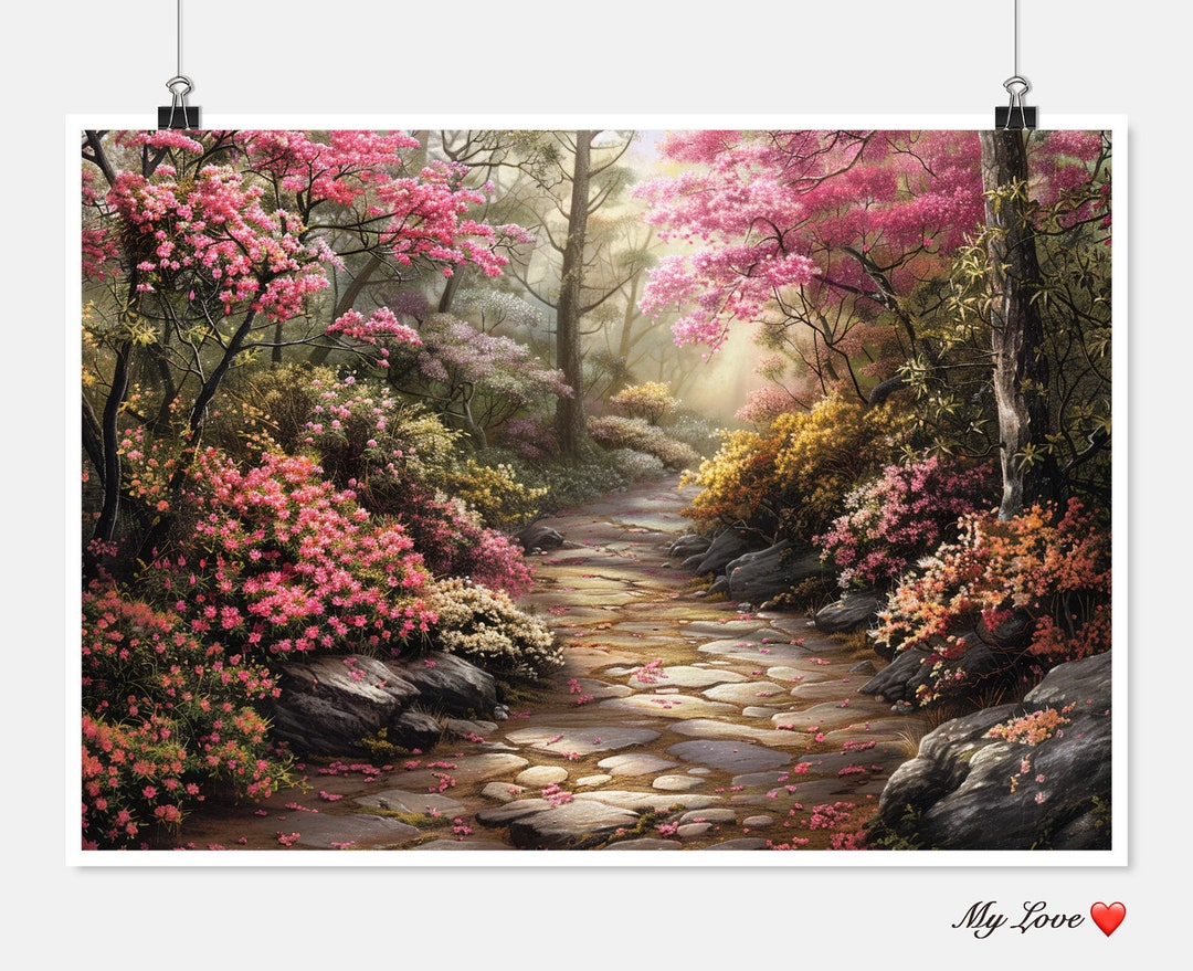 Azalea Spring Pathway - Counted Cross Stitch Patterns - Printable Chart ...