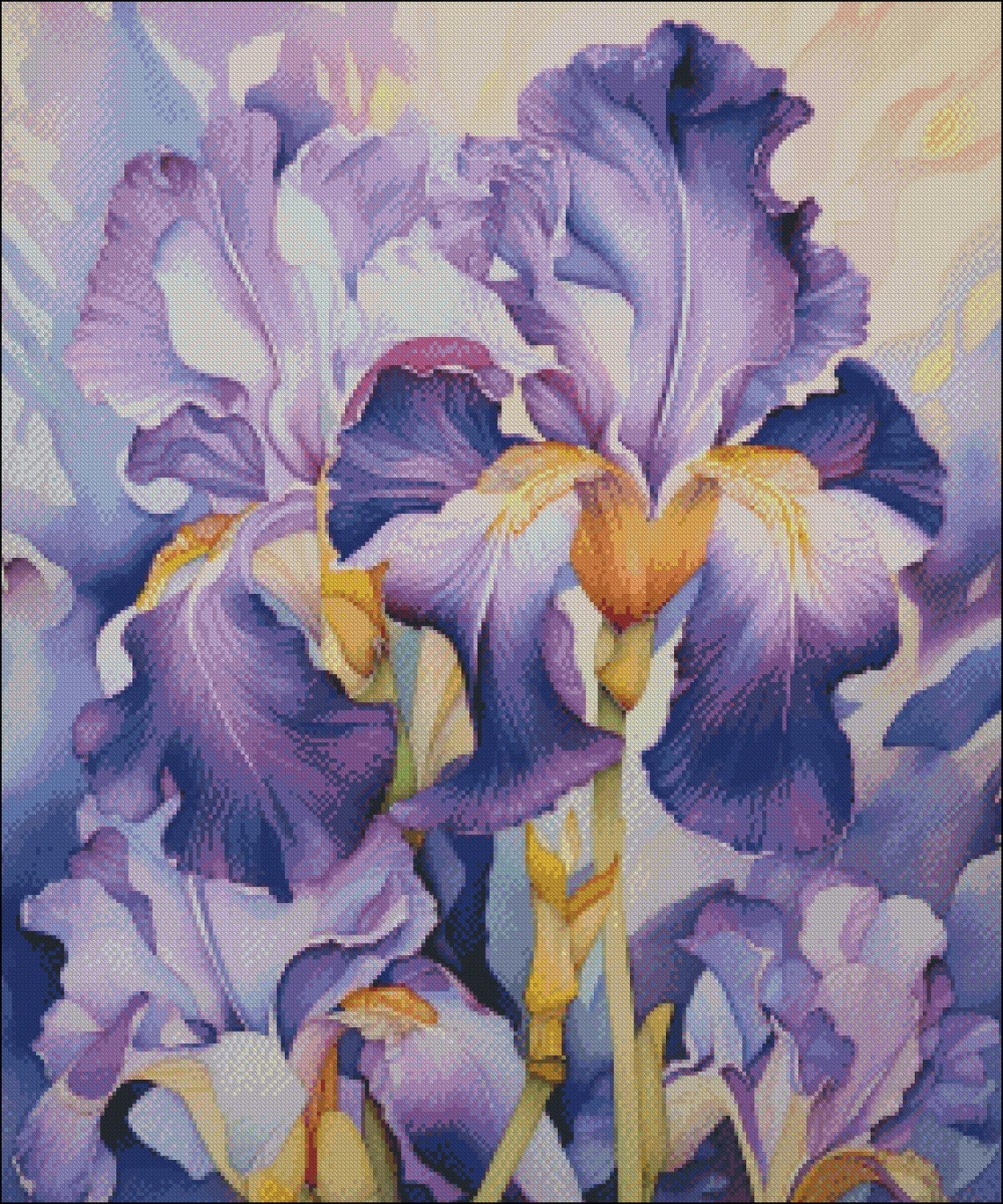 Purple Iris Closeup Counted Cross Stitch Patterns Printable Chart PDF Format Needlework ...