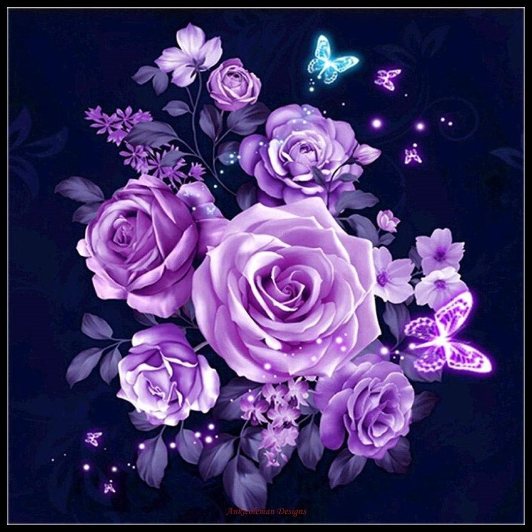 Purple Rose - Counted Cross Stitch Patterns - Printable Chart PDF ...