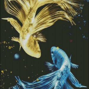 Double Goldfish 2 - Counted Cross Stitch Patterns - Printable Chart PDF ...