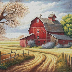 Wheat Field Barn 2 - Counted Cross Stitch Patterns - Printable Chart ...