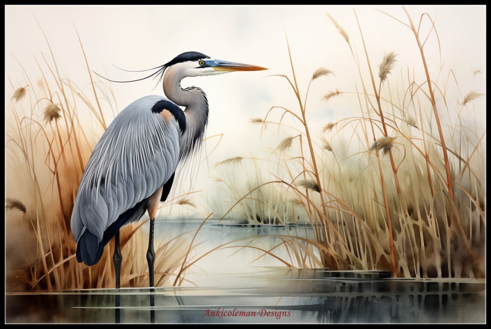 Heron in the Reeds - Counted Cross Stitch Patterns - Printable Chart ...