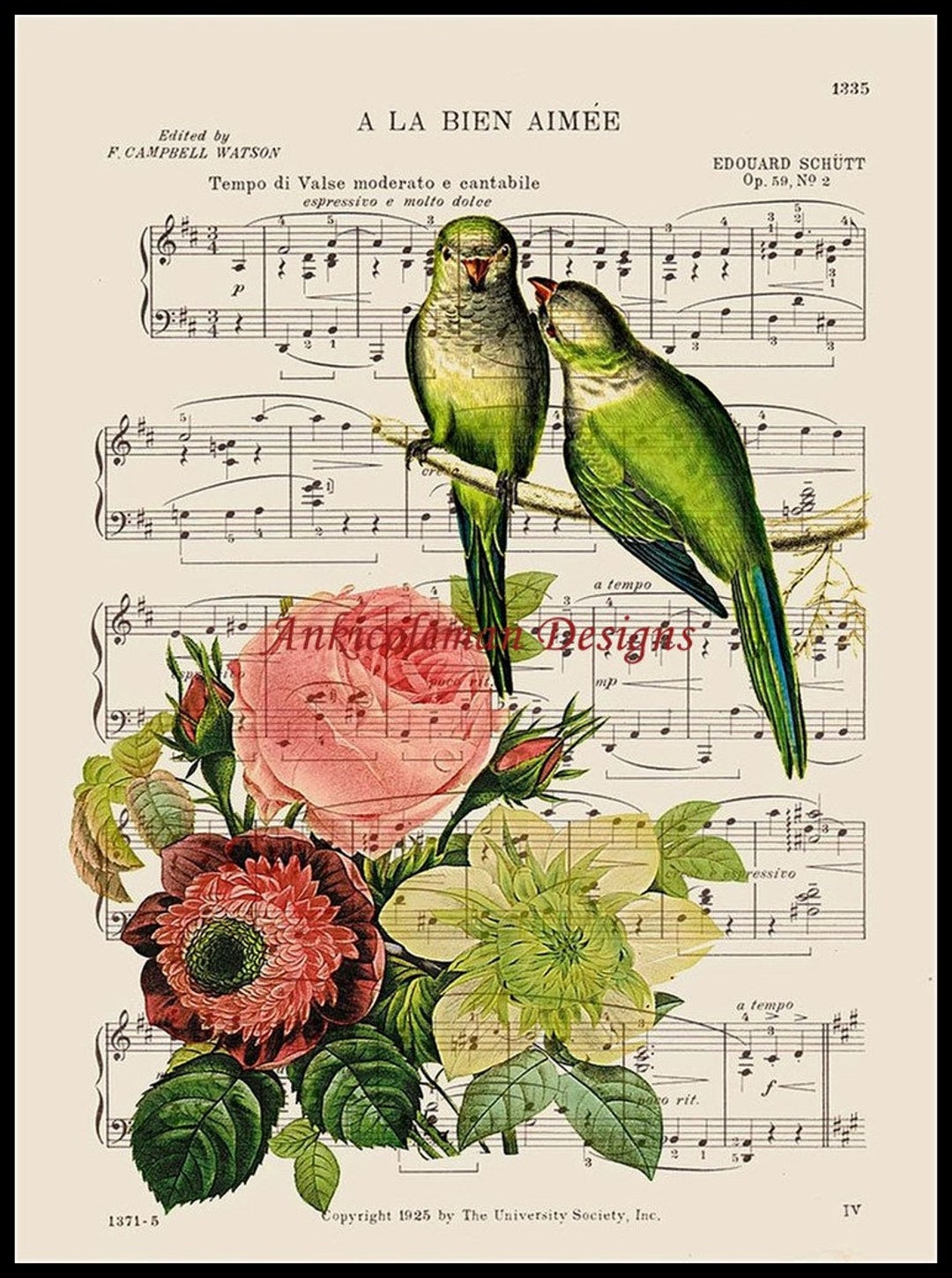 Flowers Musical Score 2 - Counted Cross Stitch Patterns - Printable ...