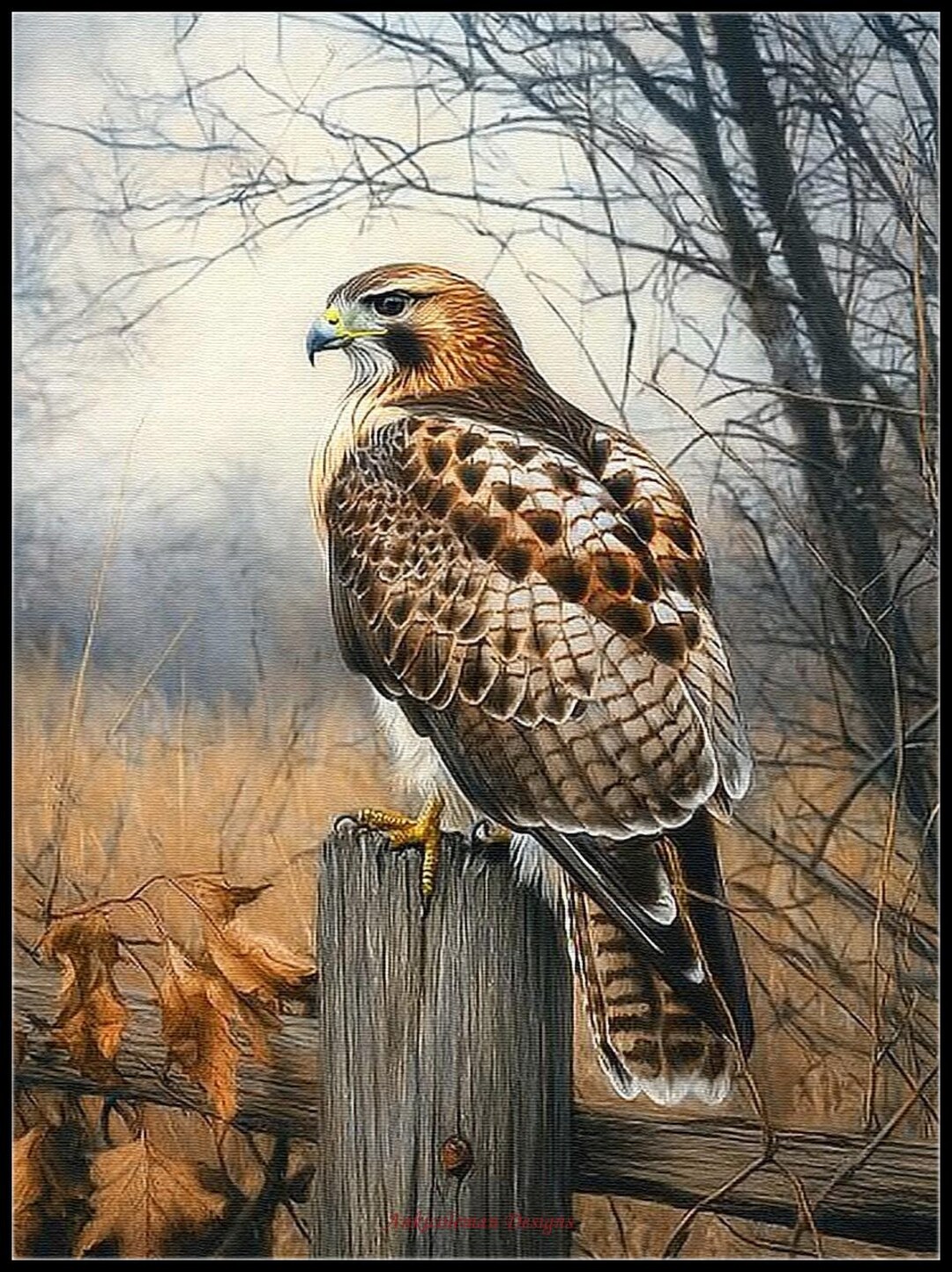 Red Tailed Hawk - Counted Cross Stitch Patterns - Printable Chart PDF ...