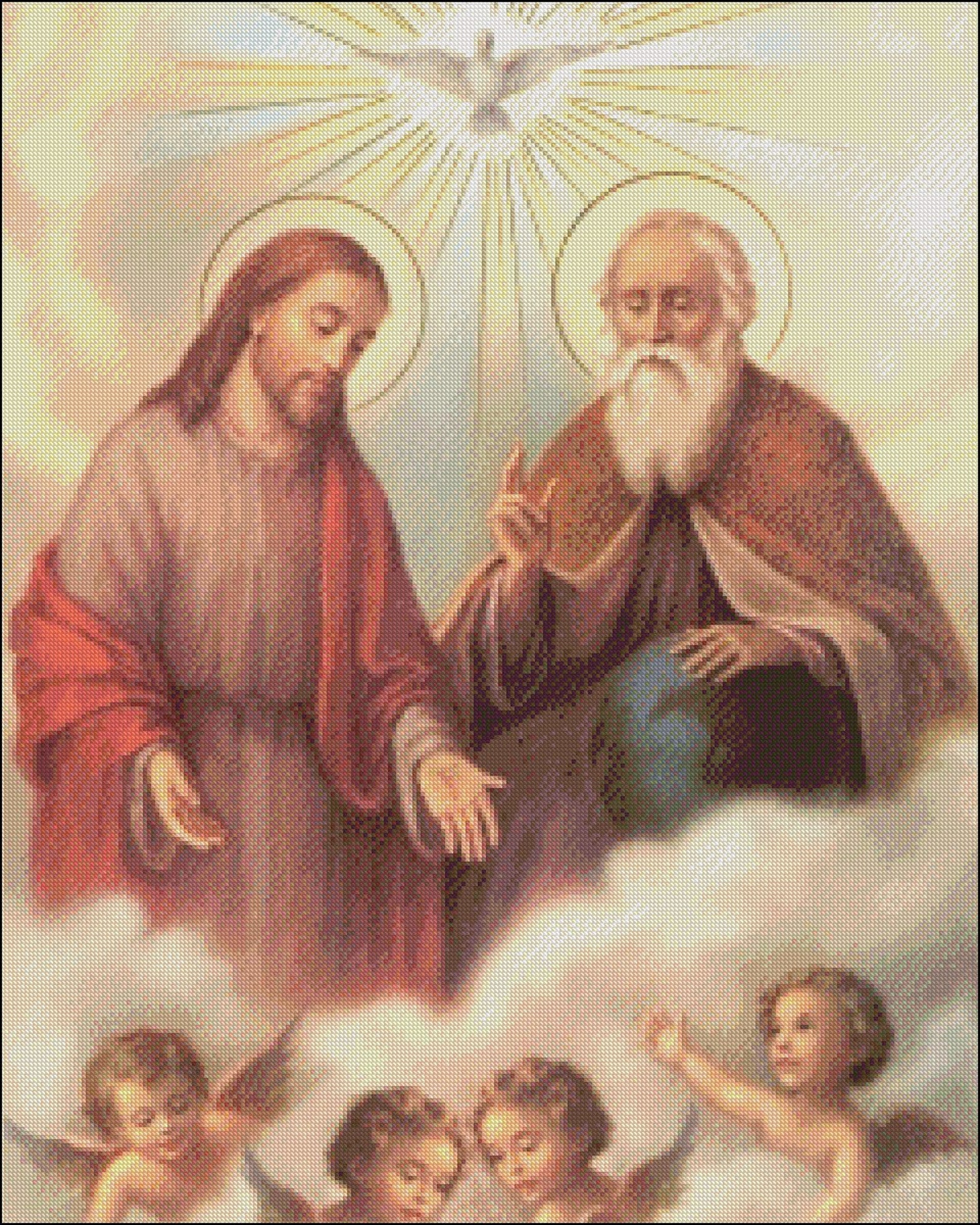 Holy Trinity With Angels Counted Cross Stitch Patterns - Etsy