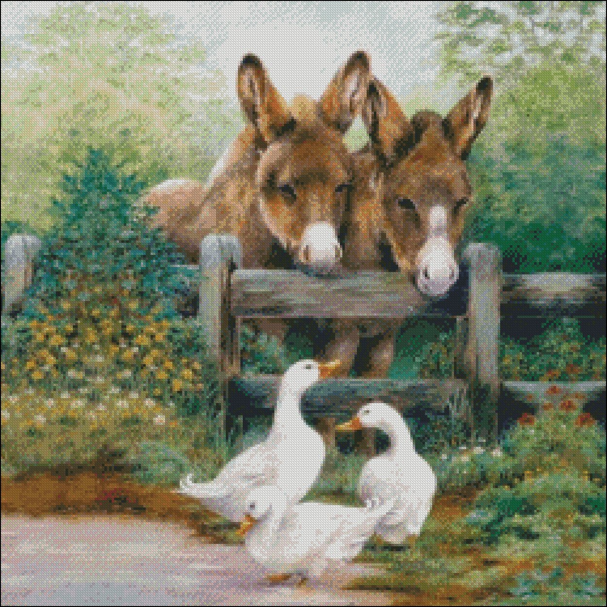 Three Ducks and Two Donkeys Counted Cross Stitch Patterns Printable ...