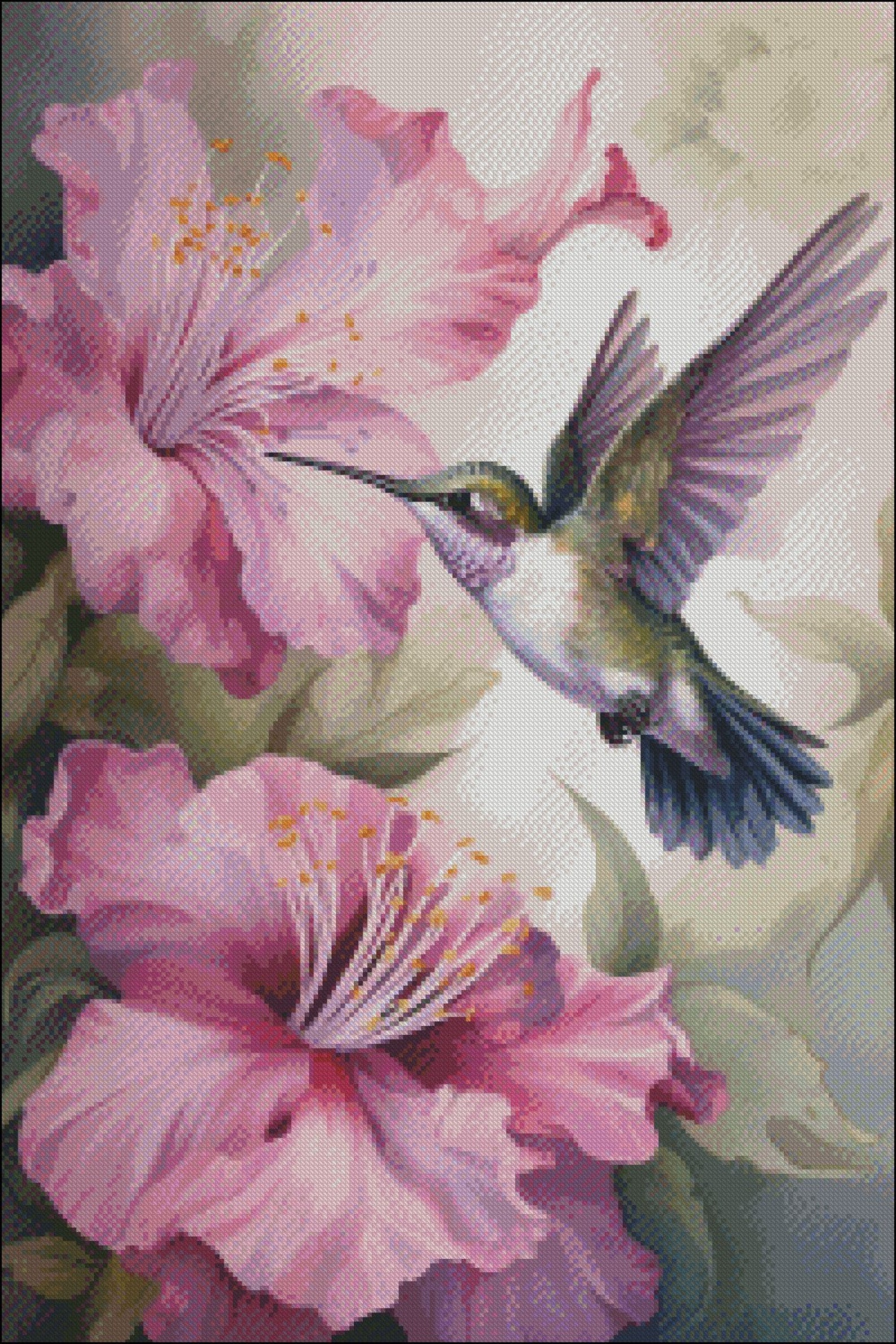 Hummingbird and Purple Lily Counted Cross Stitch Patterns Printable ...