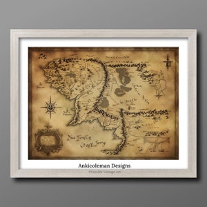Middle Earth Map Printable Wall Art, House Decor, Fine Art Print ...