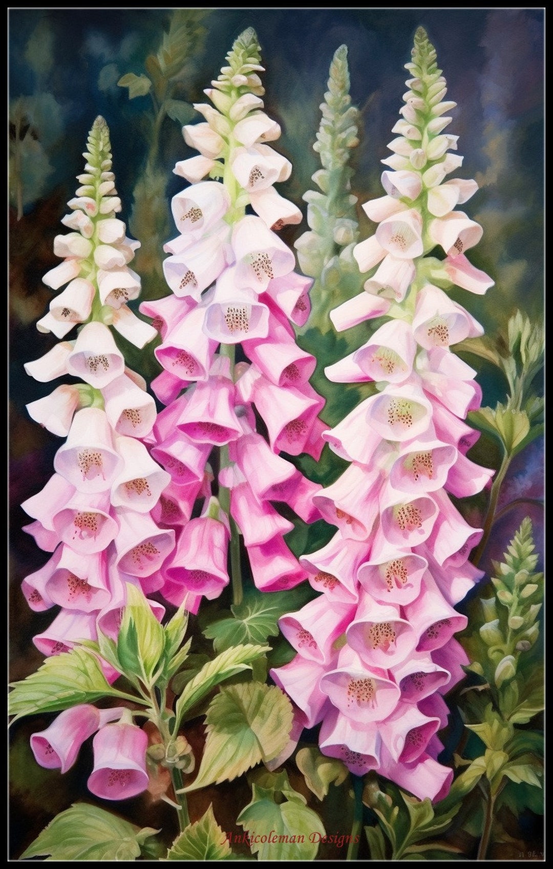 Foxglove Spears - Counted Cross Stitch Patterns - Printable Chart PDF ...