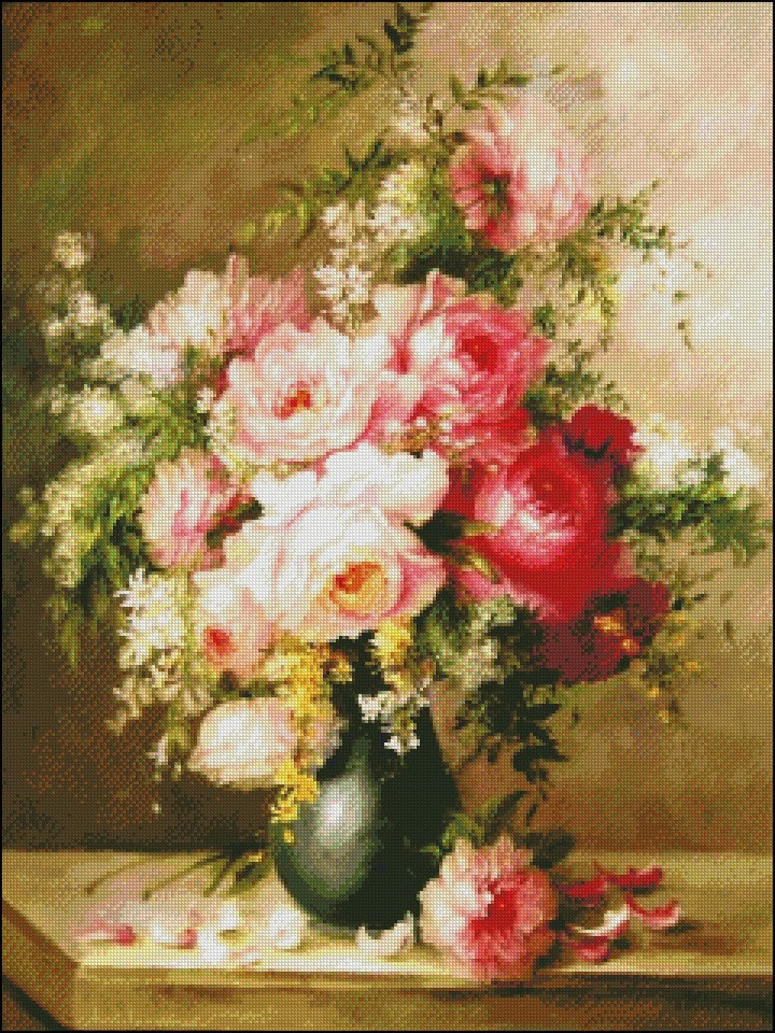 Roses Bouquet Counted Cross Stitch Patterns Printable - Etsy